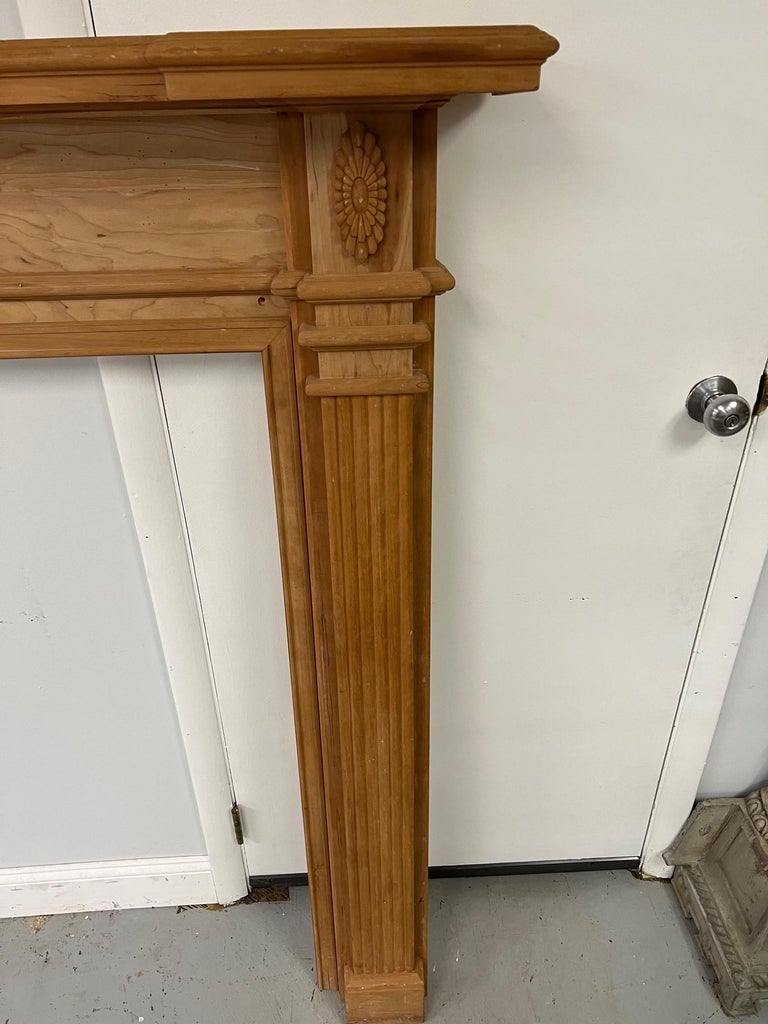 Carved Wood Fireplace Mantle Cherry with Fluted Legs Decorative Center ...