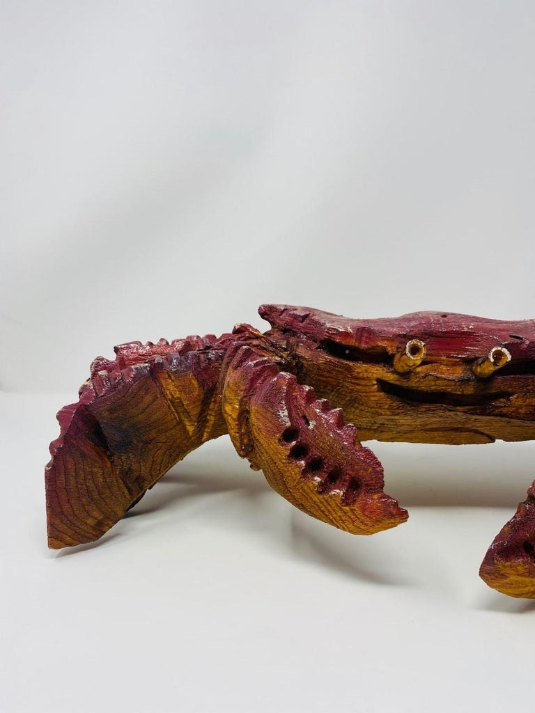 Carved Wood Giant Crab Sculpture For Sale at 1stDibs