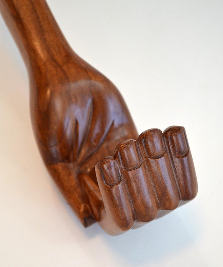 Carved Wood Hand Coat Rack or Hook, 1960s at 1stDibs