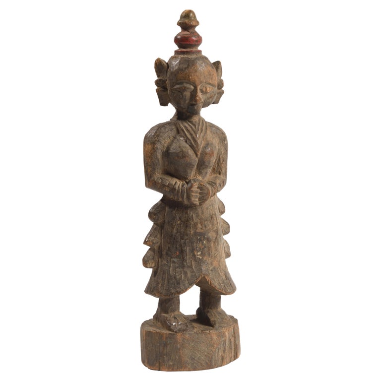 Carved Wood Indian Statue Representing a Richly Adorned Man For Sale at ...