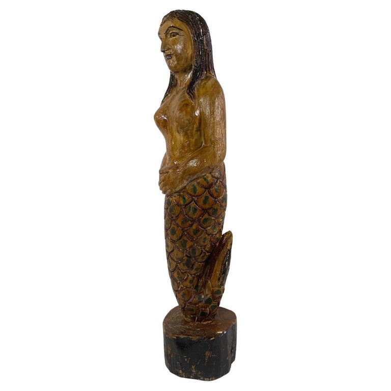 Carved Wood Mermaid For Sale at 1stDibs