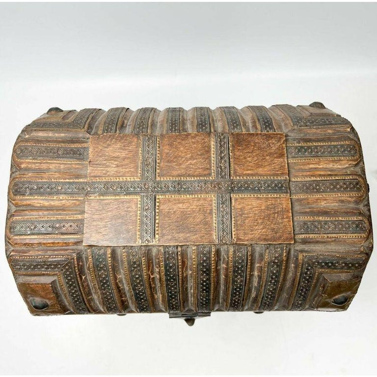 Carved Wood Patinated and Gilt Metal Treasure Chest Form Decanter ...