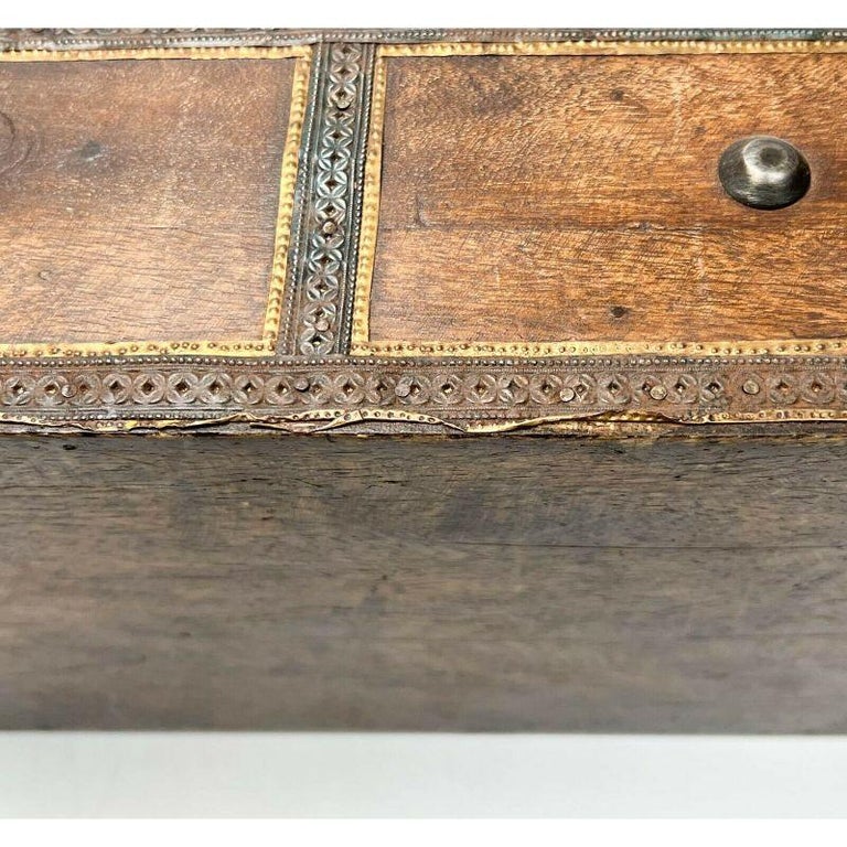 Carved Wood Patinated and Gilt Metal Treasure Chest Form Decanter ...