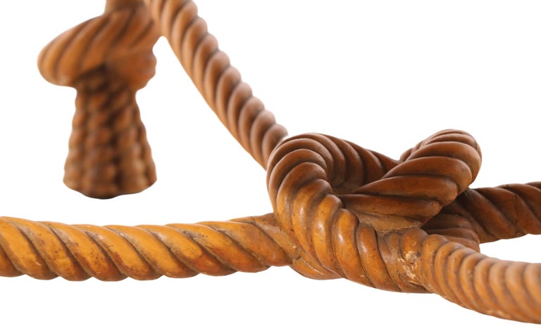 Carved Wood Rope Twist and Rouge Marble Top Coffee Table For Sale at ...