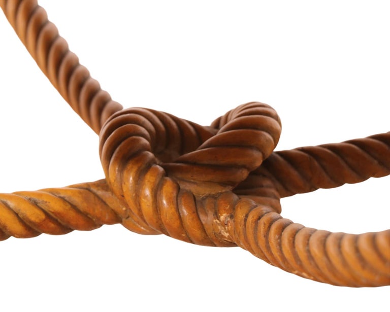 Carved Wood Rope Twist and Rouge Marble Top Coffee Table For Sale at ...