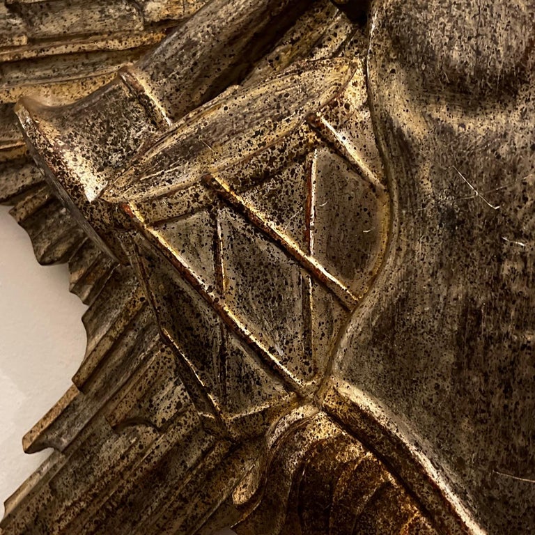 Carved Wood Silver Leaf Shield For Sale at 1stDibs