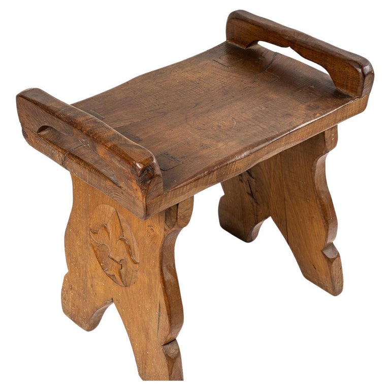 Carved Wood Stool, Oak, 1950-1960. For Sale at 1stDibs