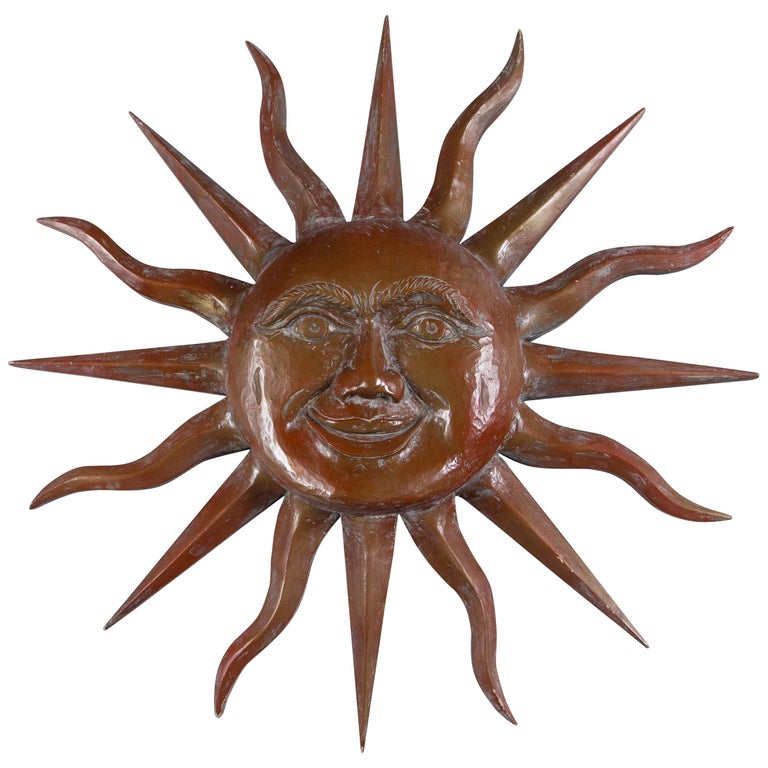 Carved Wood Sun Face, Signed, Dated at 1stDibs