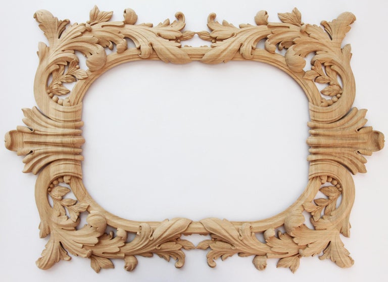 Carved Wood Wall Mirror Frame from Oak or Beech For Sale at 1stDibs