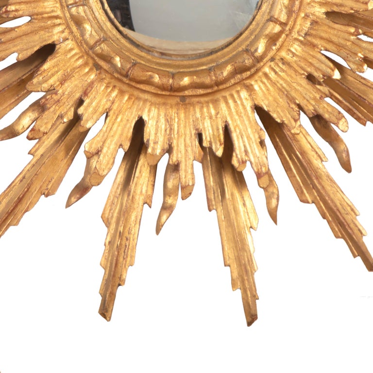 Carved Wooden Sunburst Mirror at 1stDibs