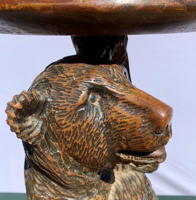Carved Wooden Swiss Bear Stool For Sale at 1stDibs