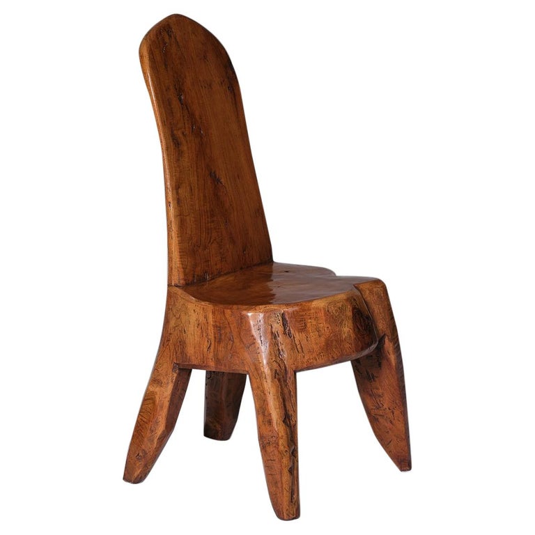 Carved Wooden Tree Trunk Chair at 1stDibs