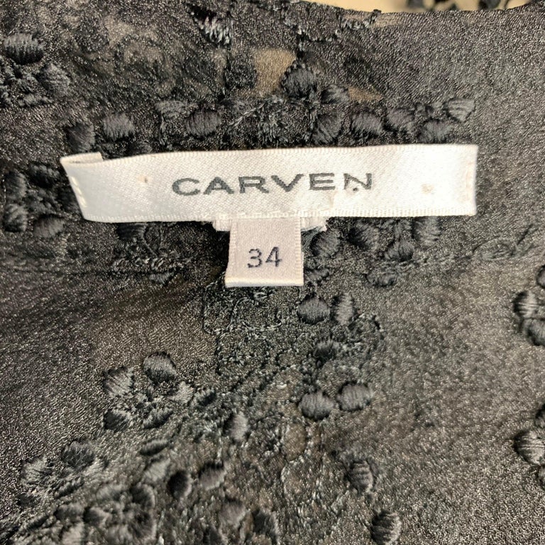 CARVEN Size 2 Black Lace Button Up Shirt For Sale at 1stDibs