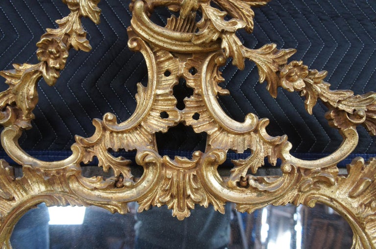 Carvers Guild Chinese Chippendale Scalloped Dove Wreath Mirror Baroque ...