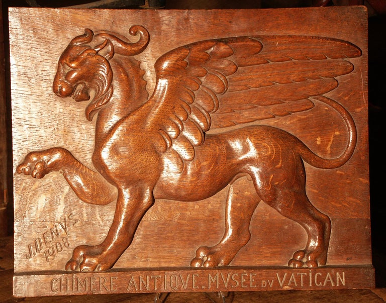 Carving, Dated 1908, Inscribed, CHIMERE ANTIQVE.MVSEE DV VATICAN, J ...