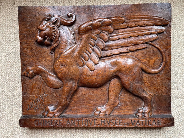 Carving, Dated 1908, Inscribed, CHIMERE ANTIQVE.MVSEE DV VATICAN, J ...