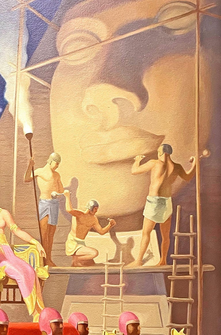 "Carving the Sphinx, " Large, Spectacular Painting with Egyptian ...