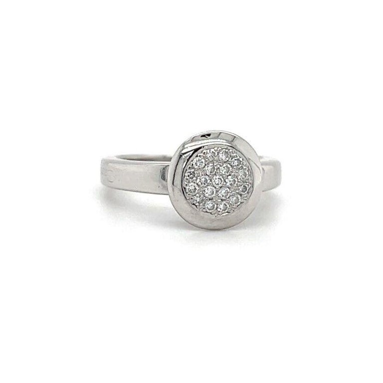 Casa Gi 18 Karat White Gold and Pave Diamond Disc Ring For Sale at 1stDibs