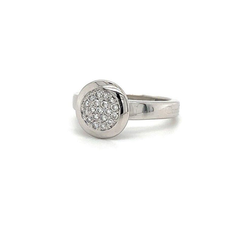 Casa Gi 18 Karat White Gold and Pave Diamond Disc Ring For Sale at 1stDibs