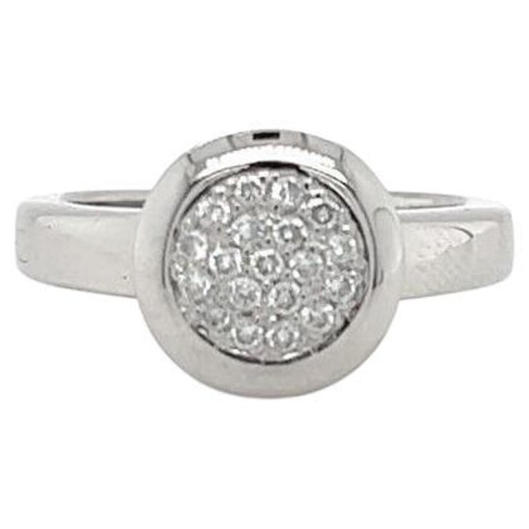 Casa Gi 18 Karat White Gold and Pave Diamond Disc Ring For Sale at 1stDibs