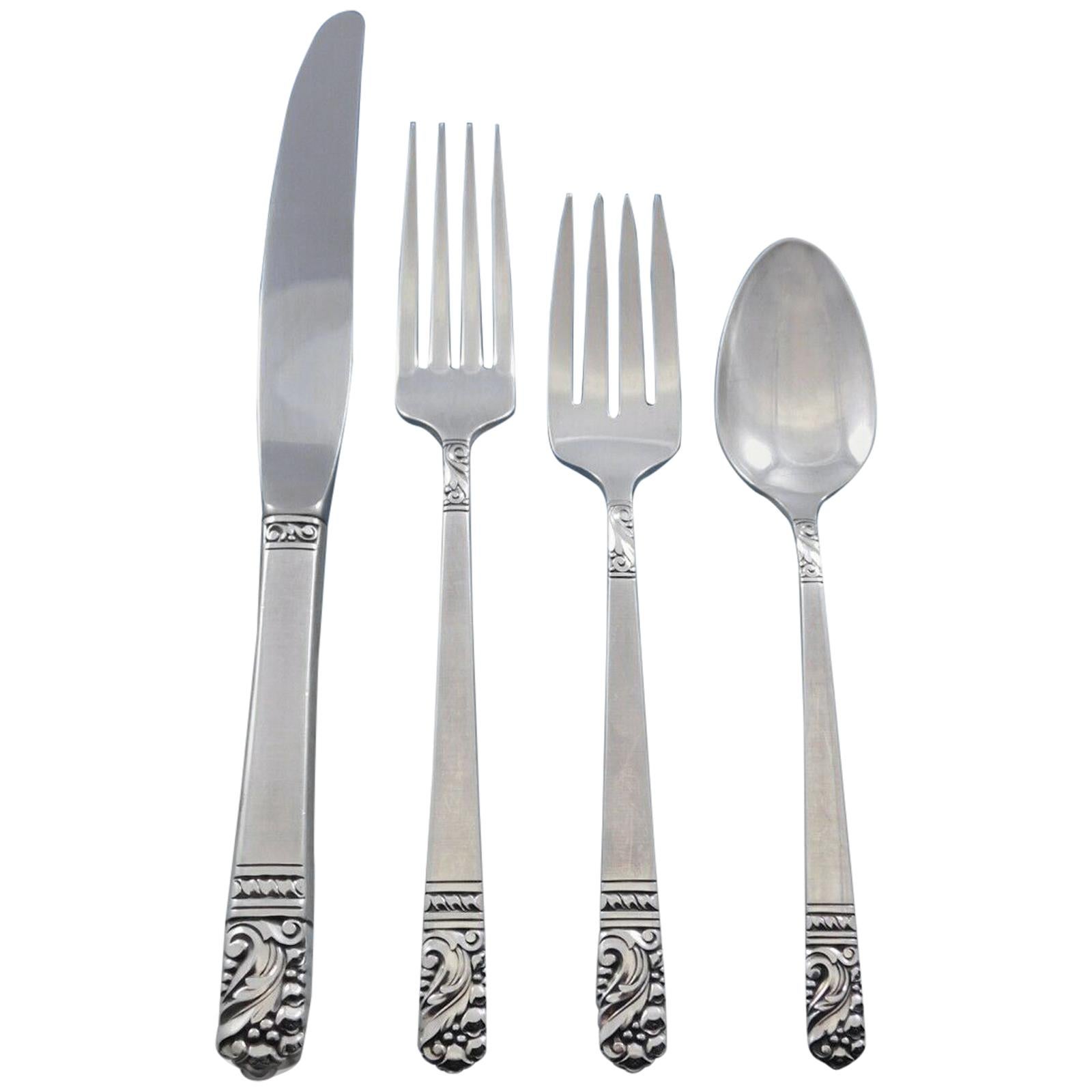 Damask Rose by Oneida Sterling Silver Flatware Service 12 Set Vermeil ...