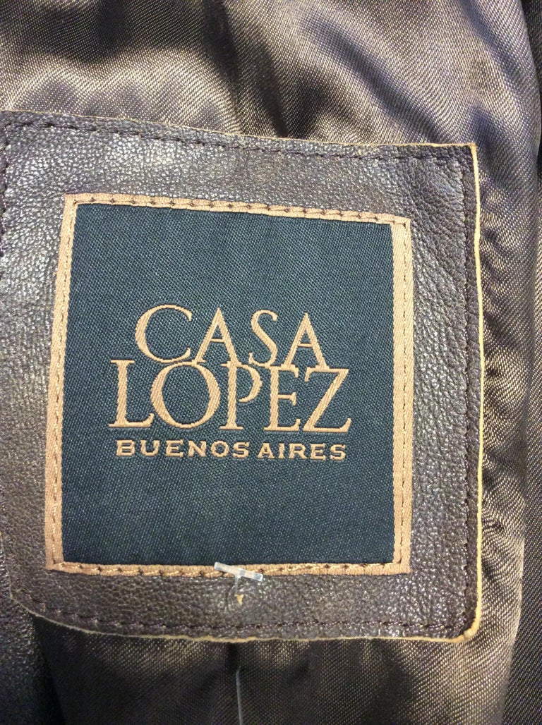 Casa Lopez Brown Leather Jacket For Sale at 1stDibs