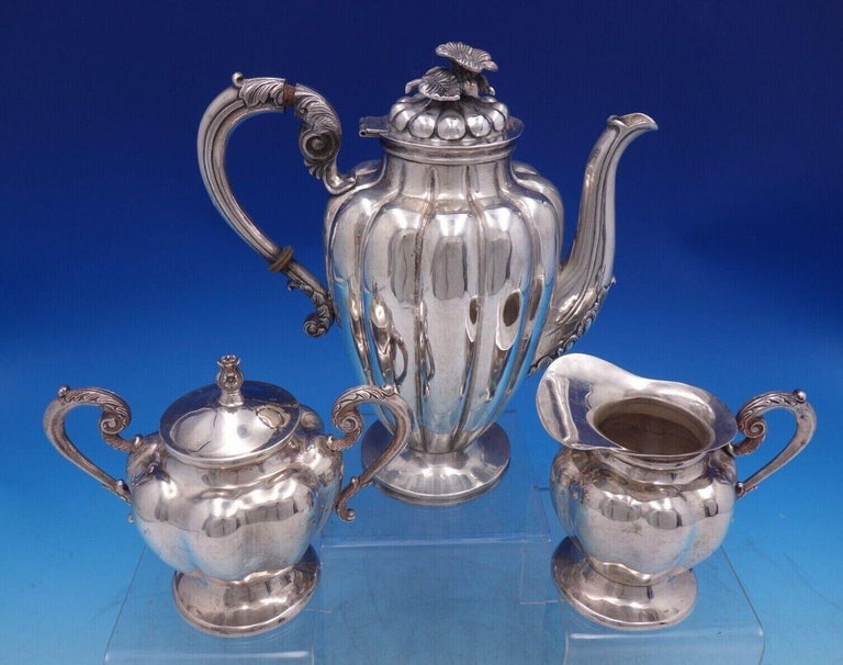 Casa Prieto Mexican Sterling Silver Coffee Set 3pc Pumpkin Style '#7042 ...