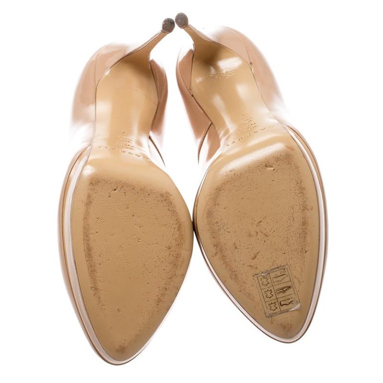 Casadei Beige Patent Leather Platform Pumps Size 37 For Sale at 1stDibs
