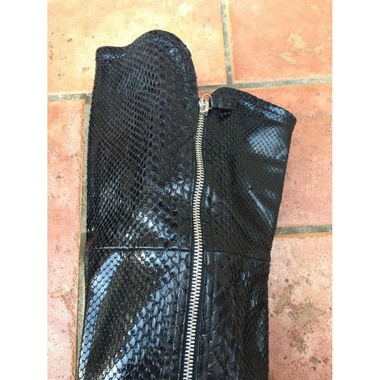 Casadei Exotic Leathers Python Boots in Black For Sale at 1stDibs
