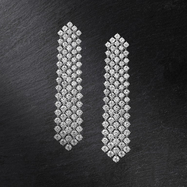 Cascade Round Diamond Earrings For Sale at 1stDibs