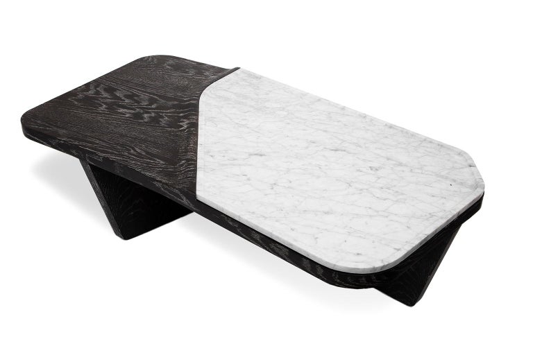 Cascade Small Coffee or Cocktail Table, Contemporary, Marble, Ebonized ...