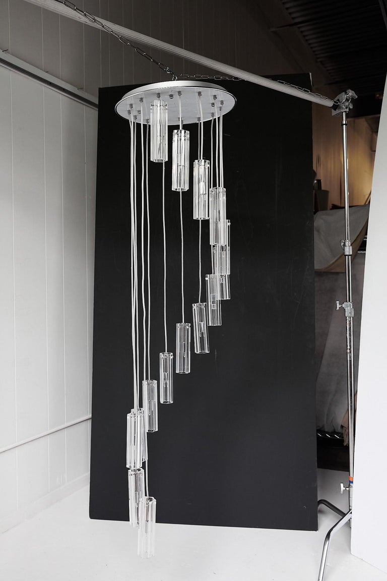 Cascading Glass Pendant Chandelier For Sale at 1stDibs