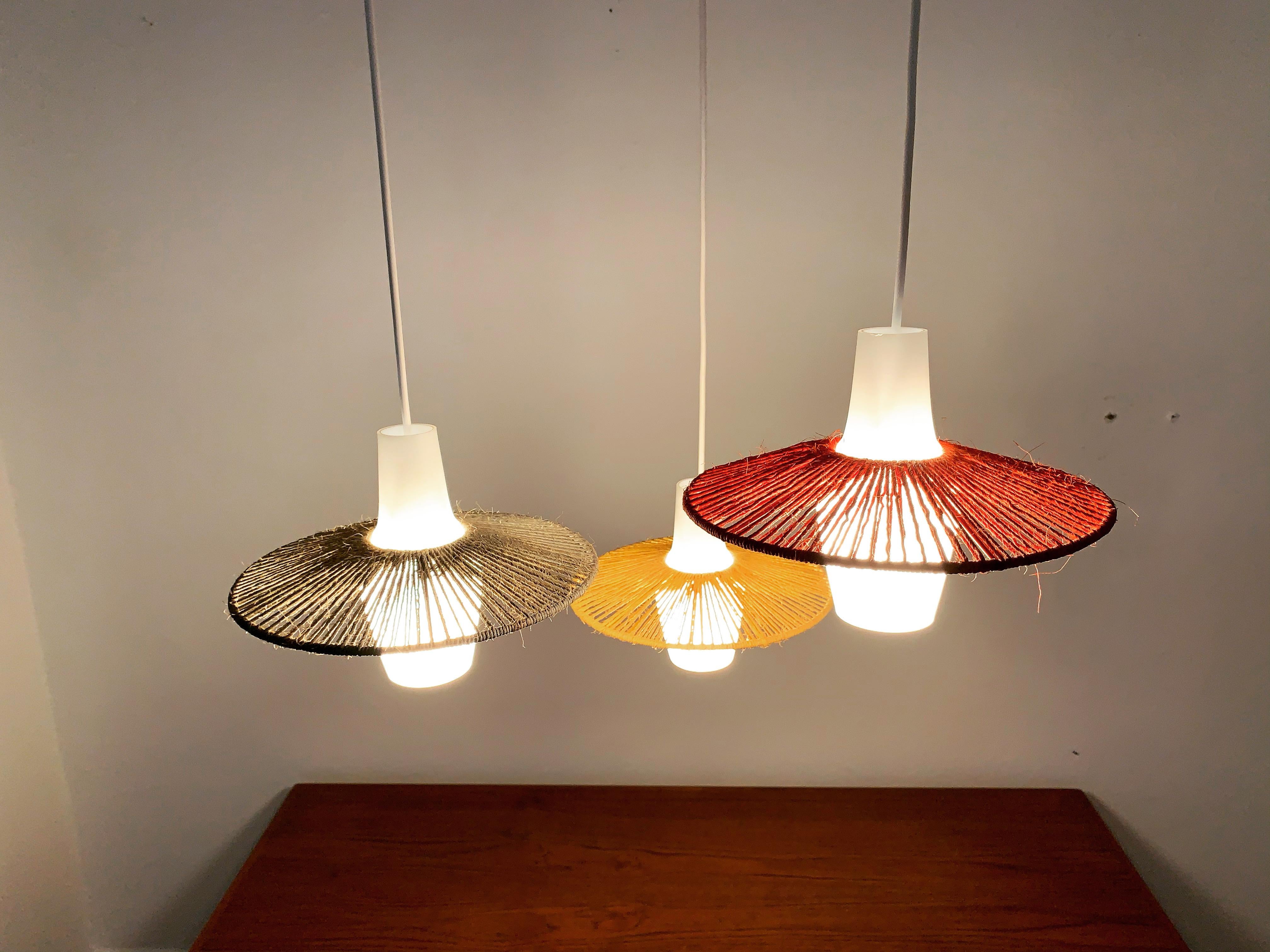 Cascading Lamp with Colourful Bast Lampshades For Sale at 1stDibs