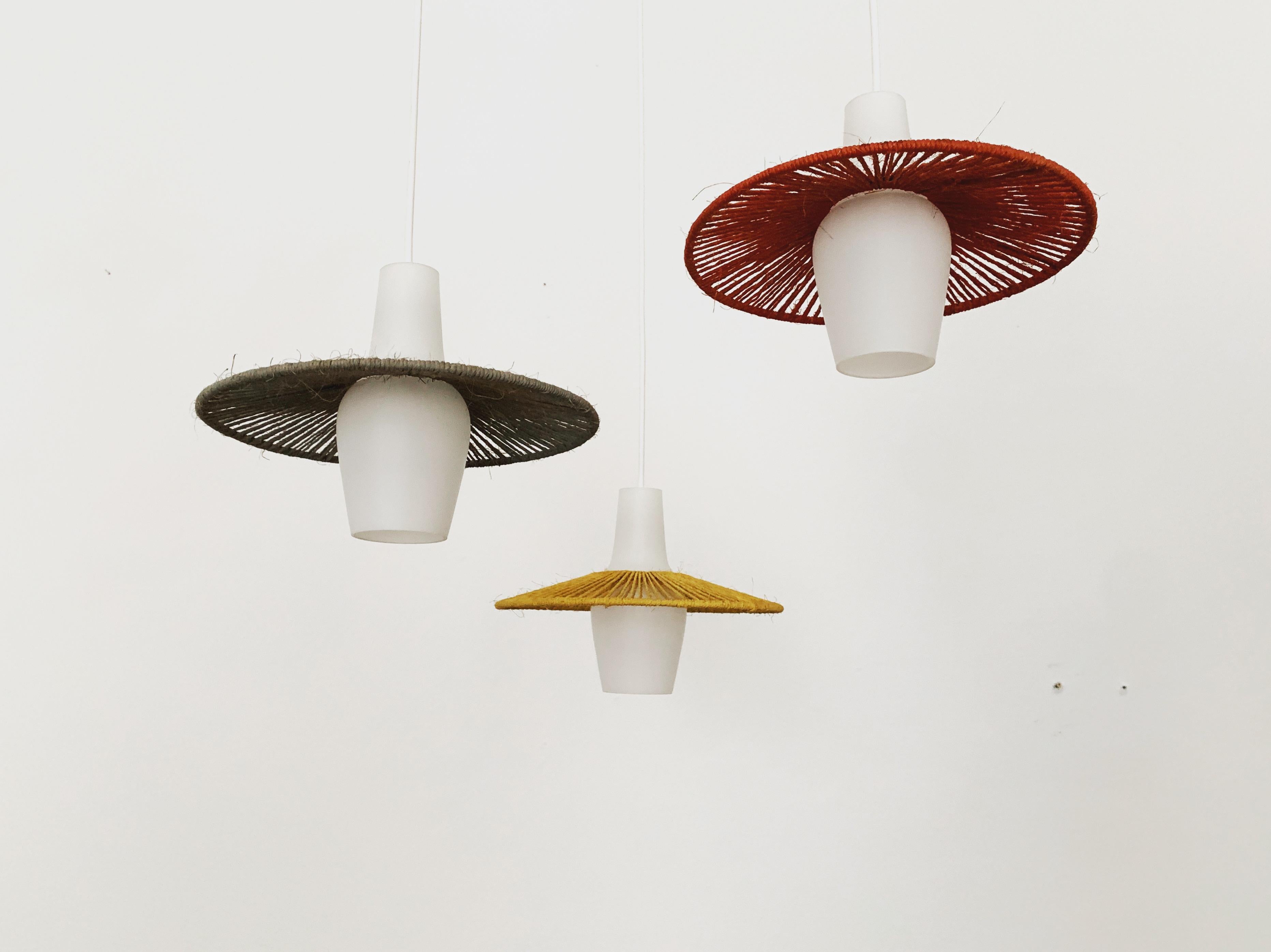 Cascading Lamp with Colourful Bast Lampshades For Sale at 1stDibs