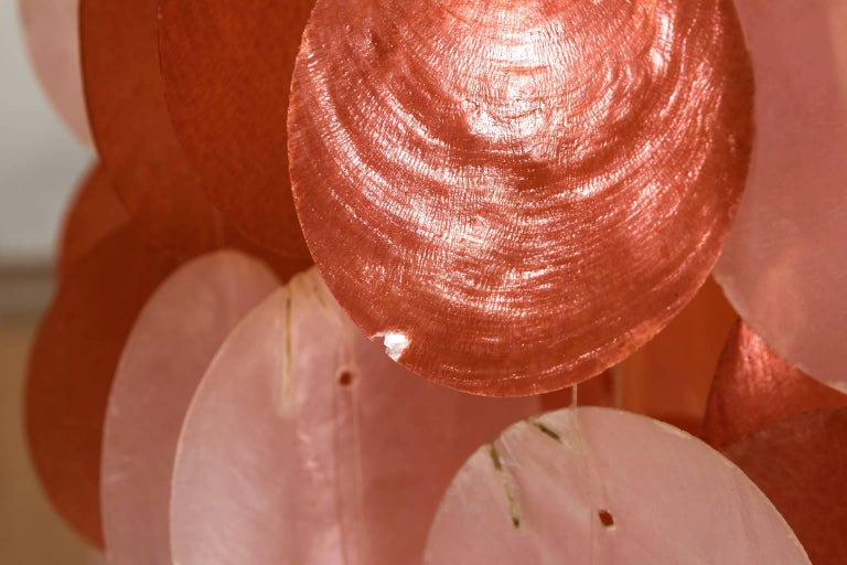 Cascading Orange and White Two-Tone Shell Light Fixture at 1stDibs