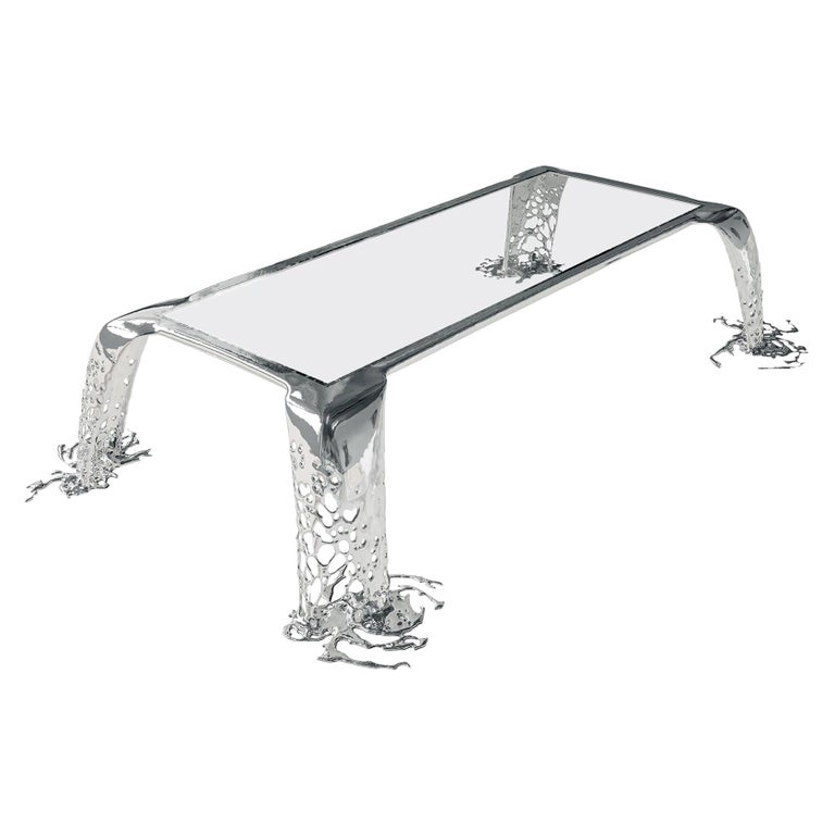 Cascatta Mirror Polish Glass Dining Table For Sale at 1stDibs