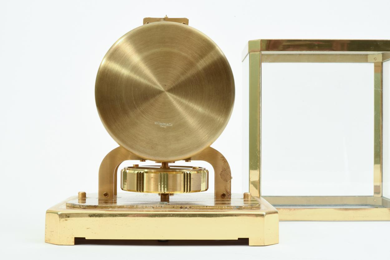 Case Glass / Brass Jaeger Le Coultre Desk Clock at 1stDibs