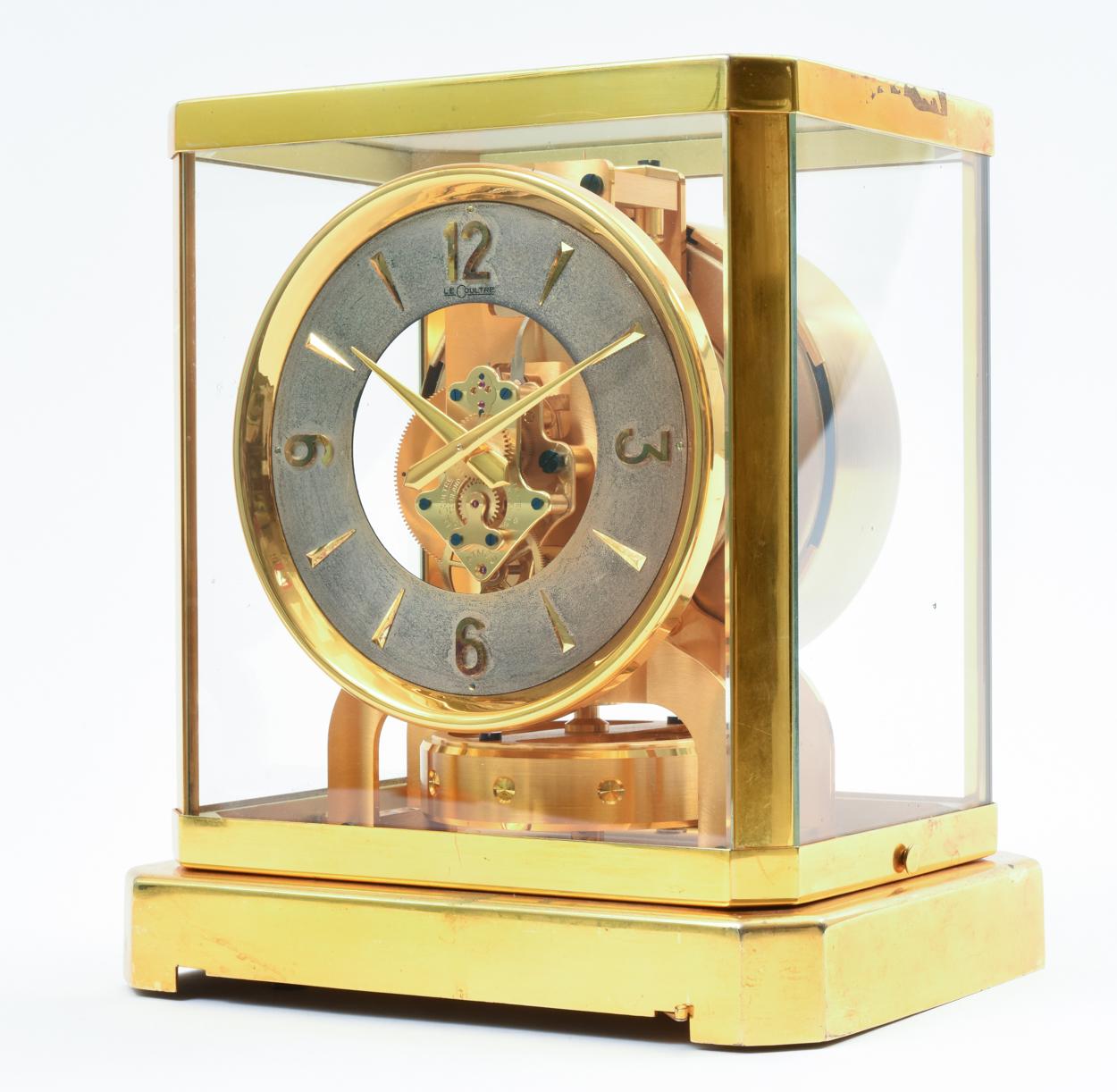 Case Glass / Brass Jaeger Le Coultre Mantel / Desk Clock For Sale at ...