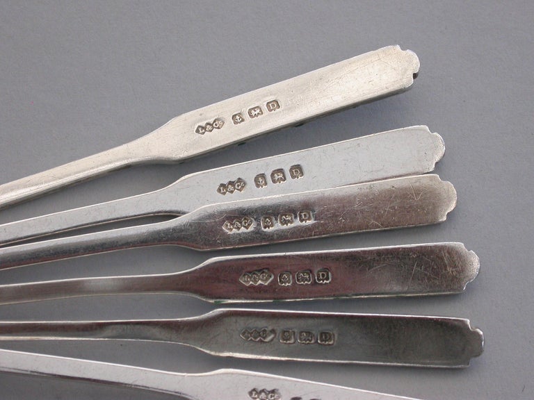 Cased Set 12 Silver and Enamel Pastry Spoons and Forks by Liberty and ...