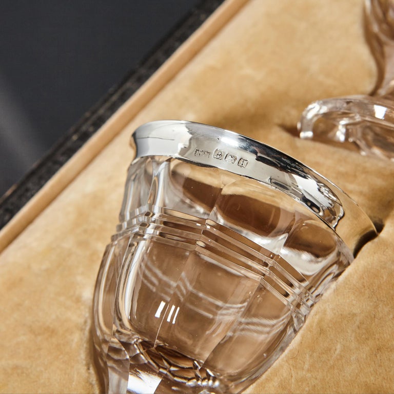 Cased Set of Glass and Silver Egg Cups and Spoons For Sale at 1stDibs
