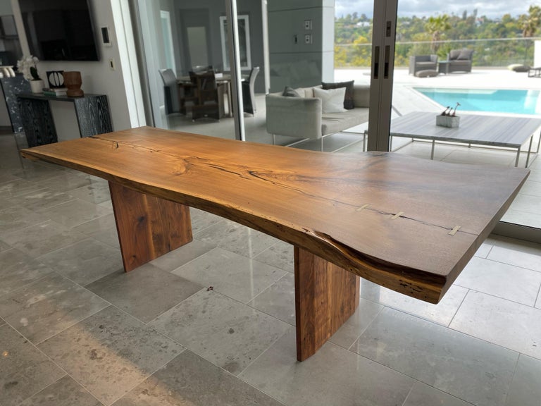 Casey McCafferty Walnut Slab Dining Table with Brass Butterfly Joints ...