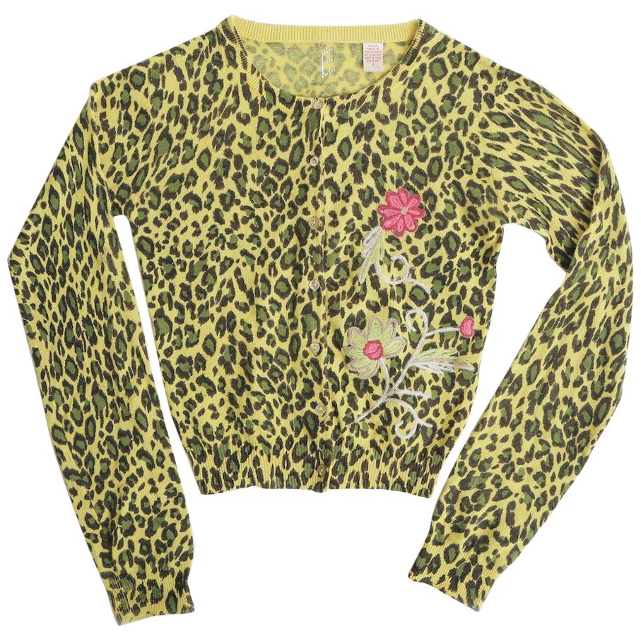 Cashmere Leopard Sweater with Embroidered Flowers For Sale at 1stDibs