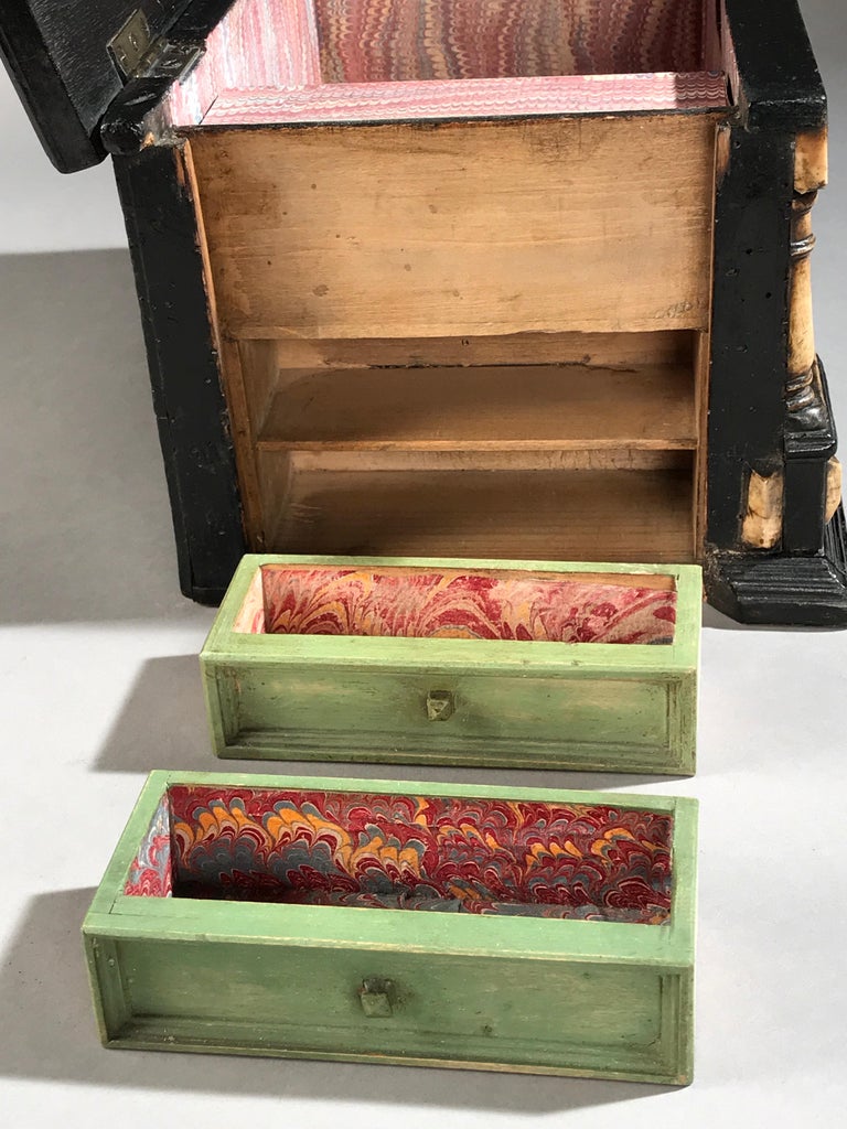 Casket, Box, Cabinet, Architectural, Ebonized, Alabaster, Secretdrawers ...