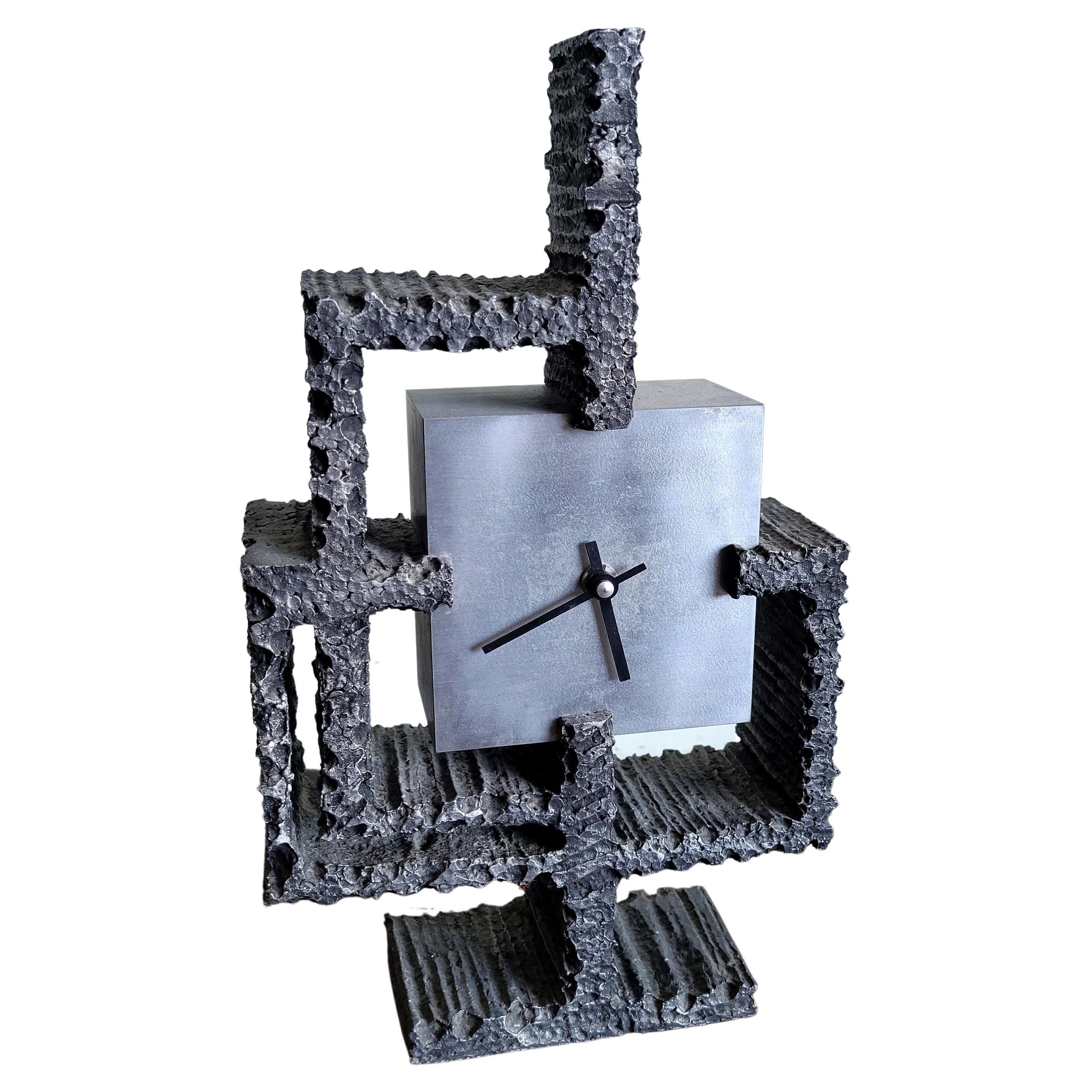 Brushed Aluminum Infinity Clock with Stand at 1stDibs | clock stand