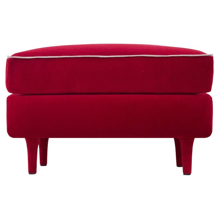 Casquet Ecological Red Passion Velvet Ottoman For Sale at 1stDibs
