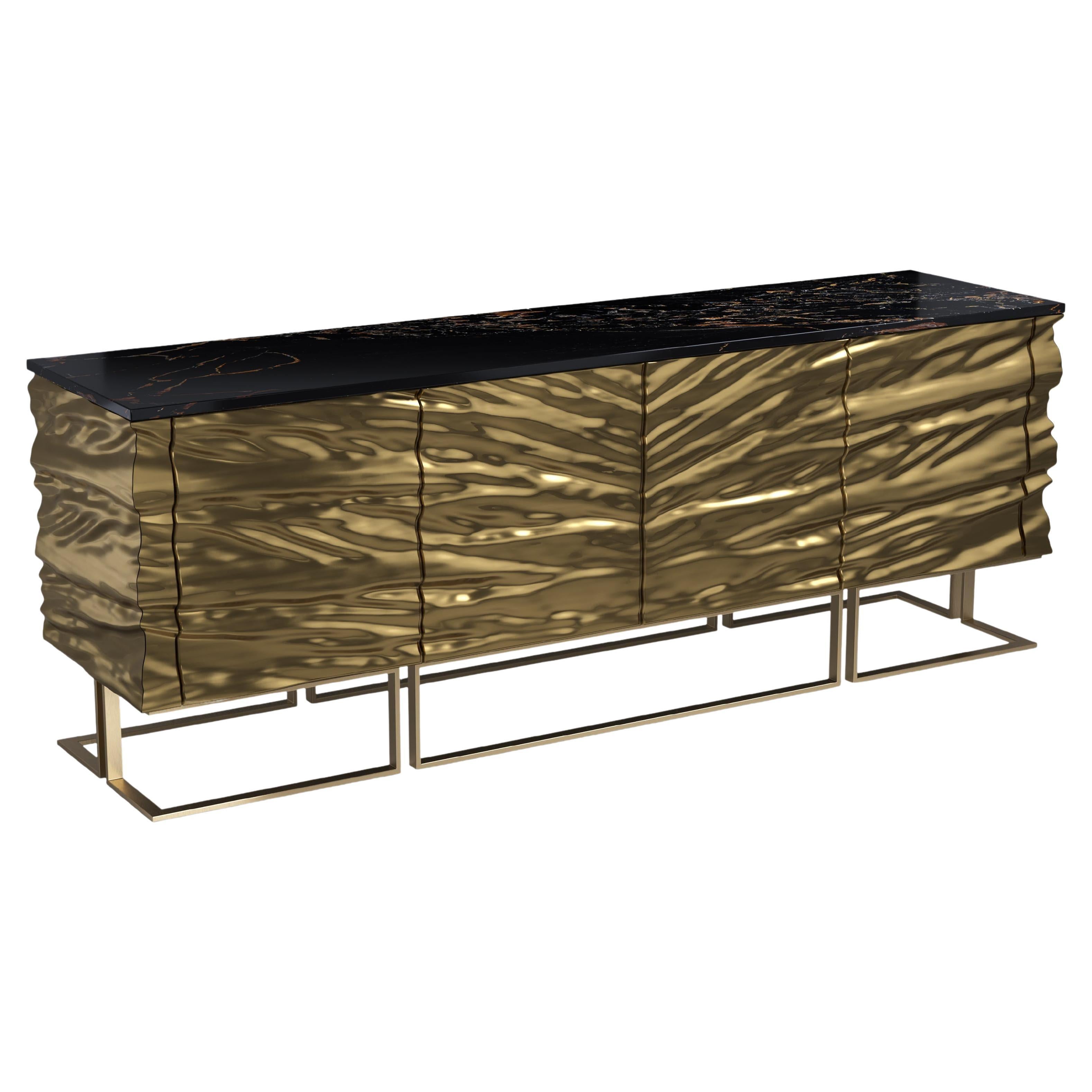Stunning and Luxury Gilt Modern Contemporary Sideboard in Iron Wood and ...