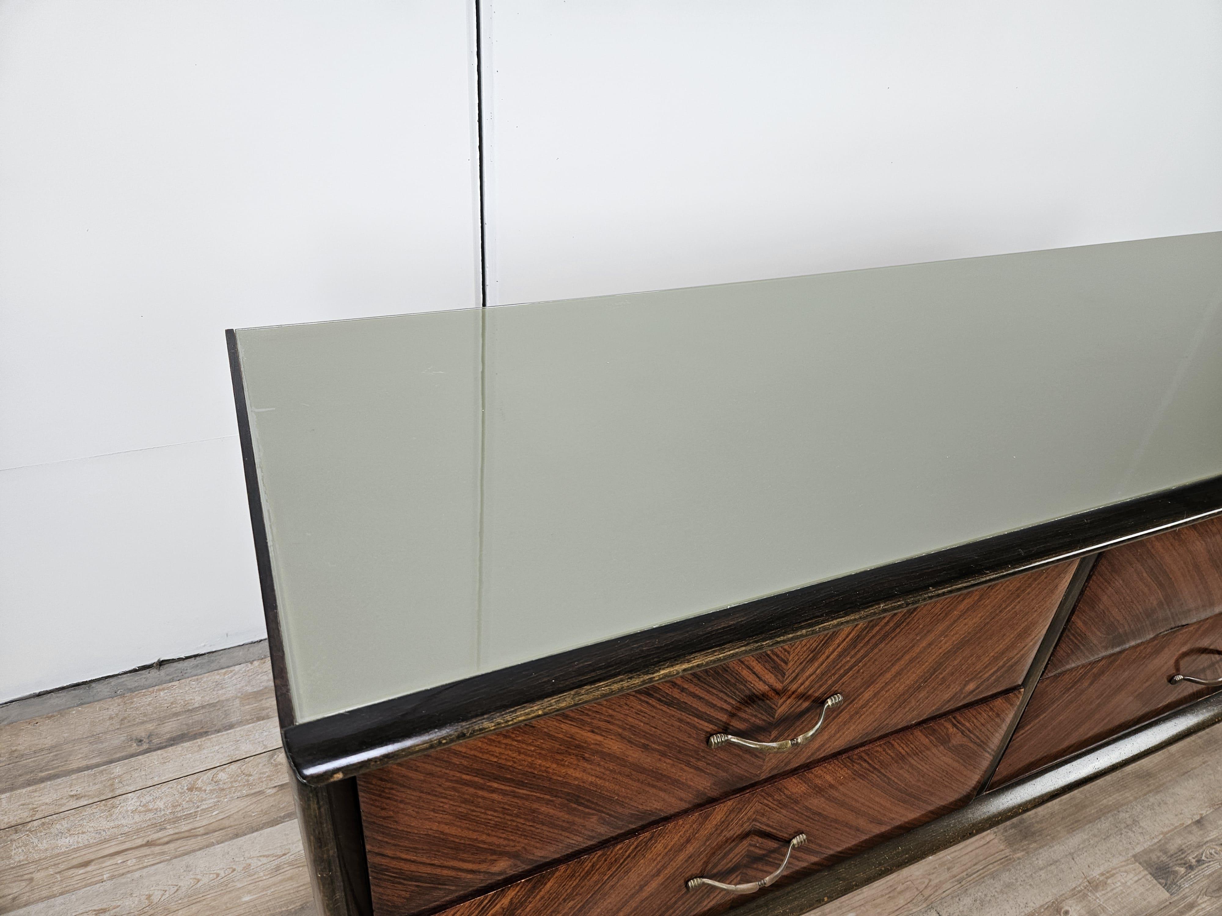 Mid Century bedroom chest of drawers with glass top and six drawers For ...