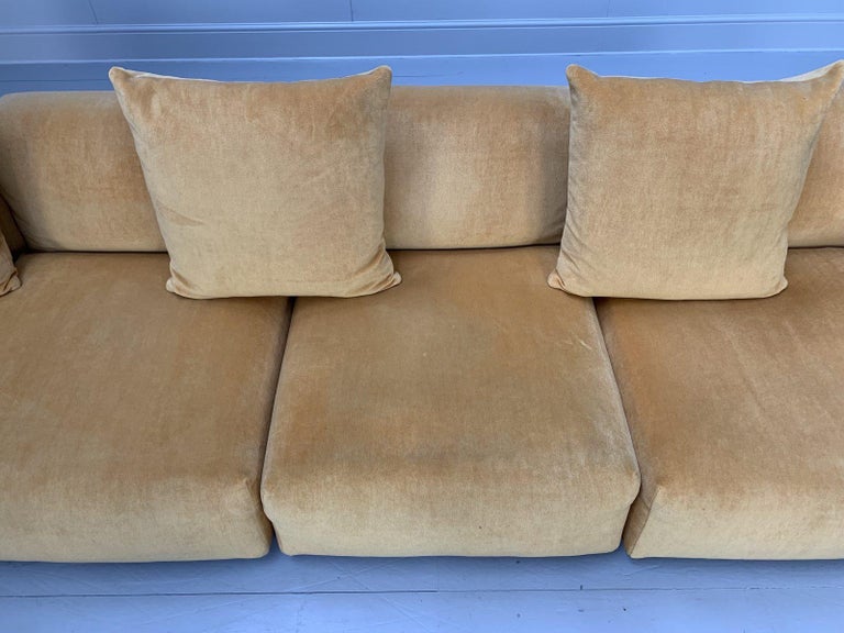 Cassina “271 Mex Cube” 4-Seat Sectional Sofa in Gold Mohair Velvet For ...