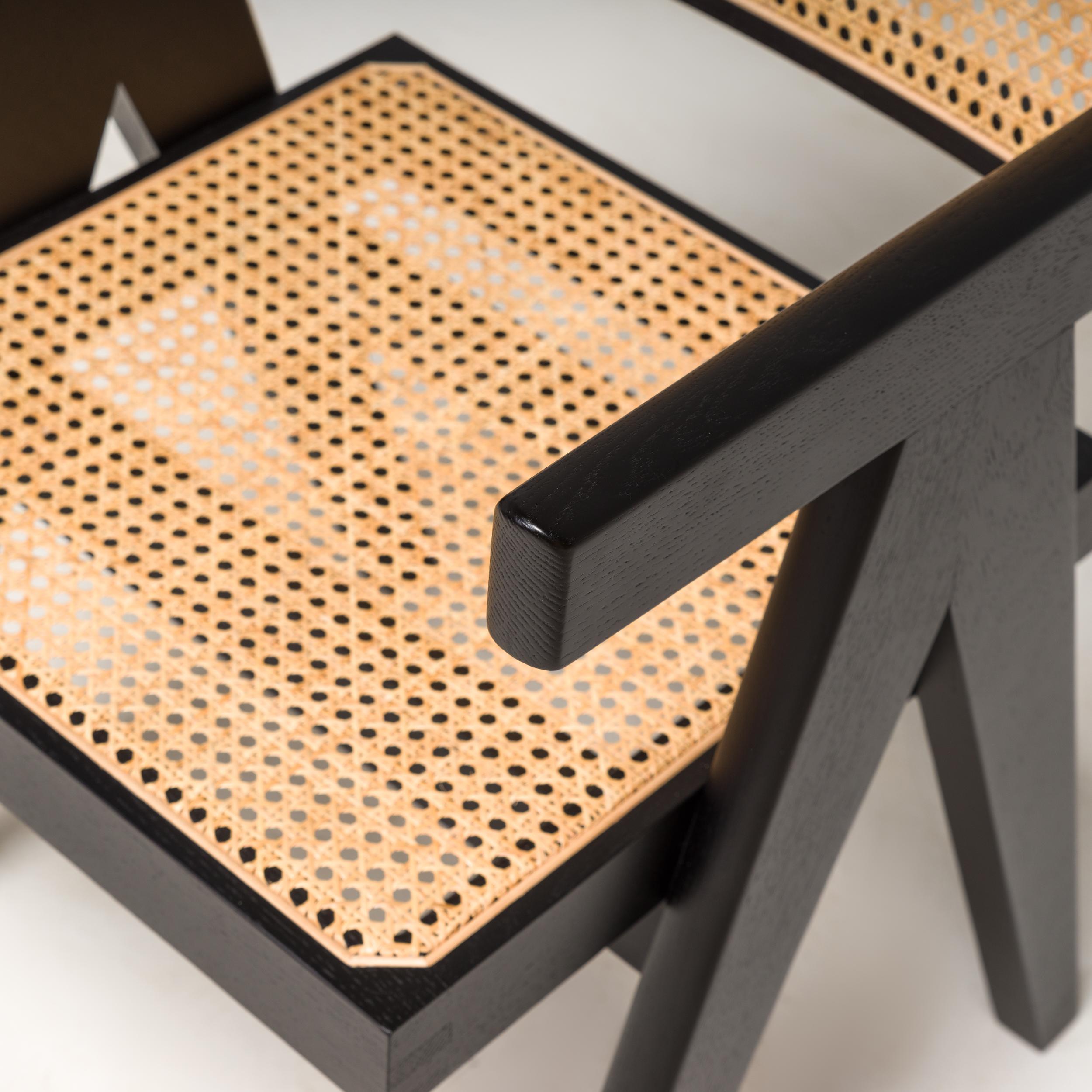 Cassina 501 Capitol Black Stained Oak and Cane Complex Dining Chair at ...