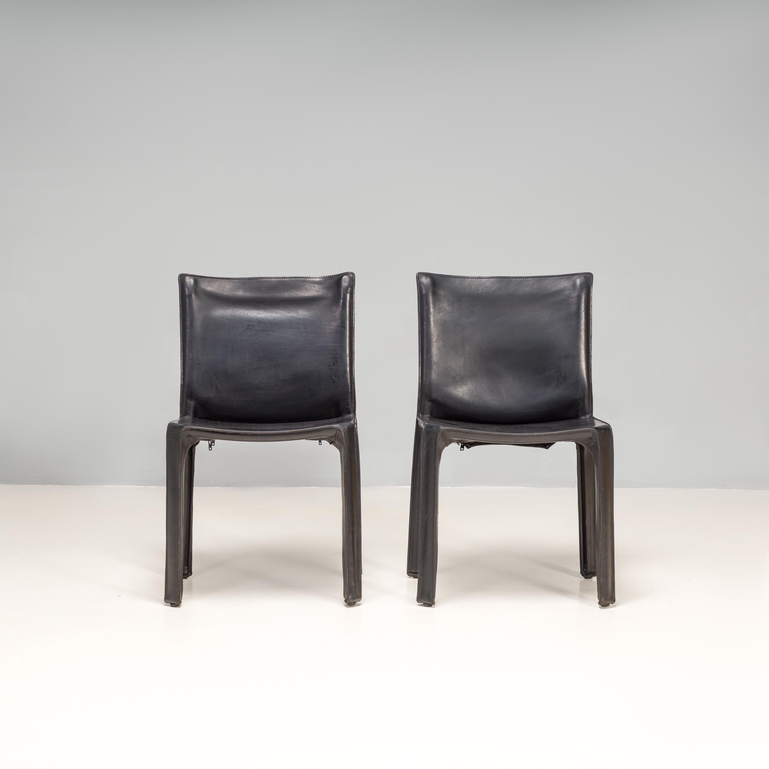 Cassina by Mario Bellini Cab 412 Black Leather Dining Chairs, Set of ...